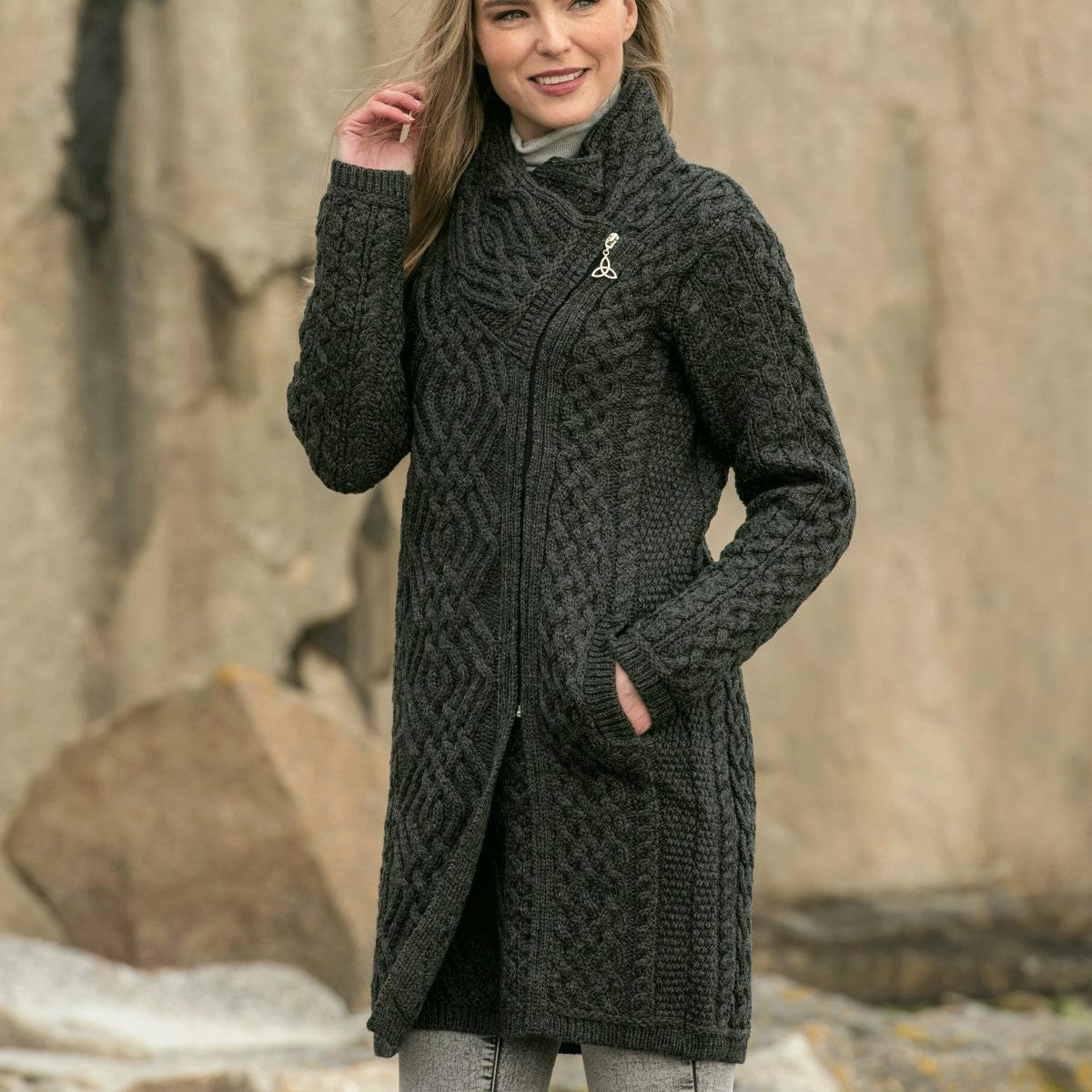 Aran Long Side-Zip Sweater [3 Colors] – Scotland House, Ltd.